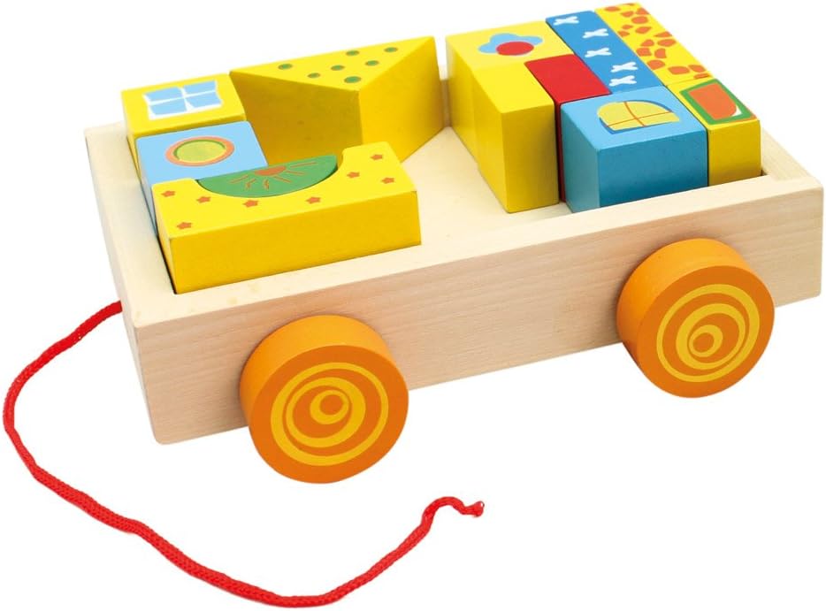 Bino 80152 Multicolour Wooden Stacker Toy for Toddlers On A Pull Along ...