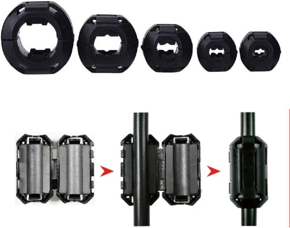 10pcs Clip-on Ferrite Chokes Ring Core RFI EMI Noise Suppressor High ...