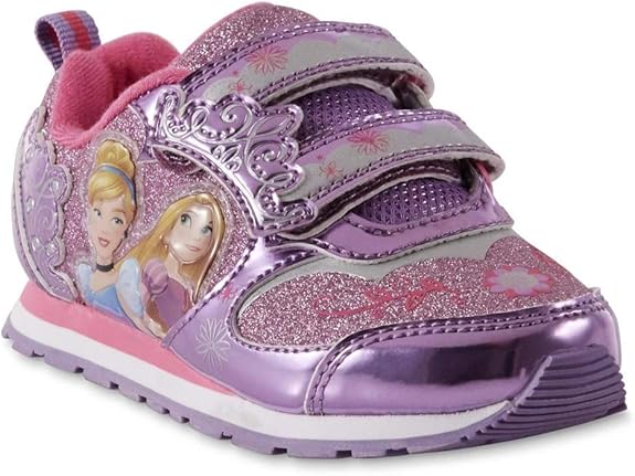 Disney Toddler Girls Princess Pink and Purple Light-Up Sneakers: Amazon ...
