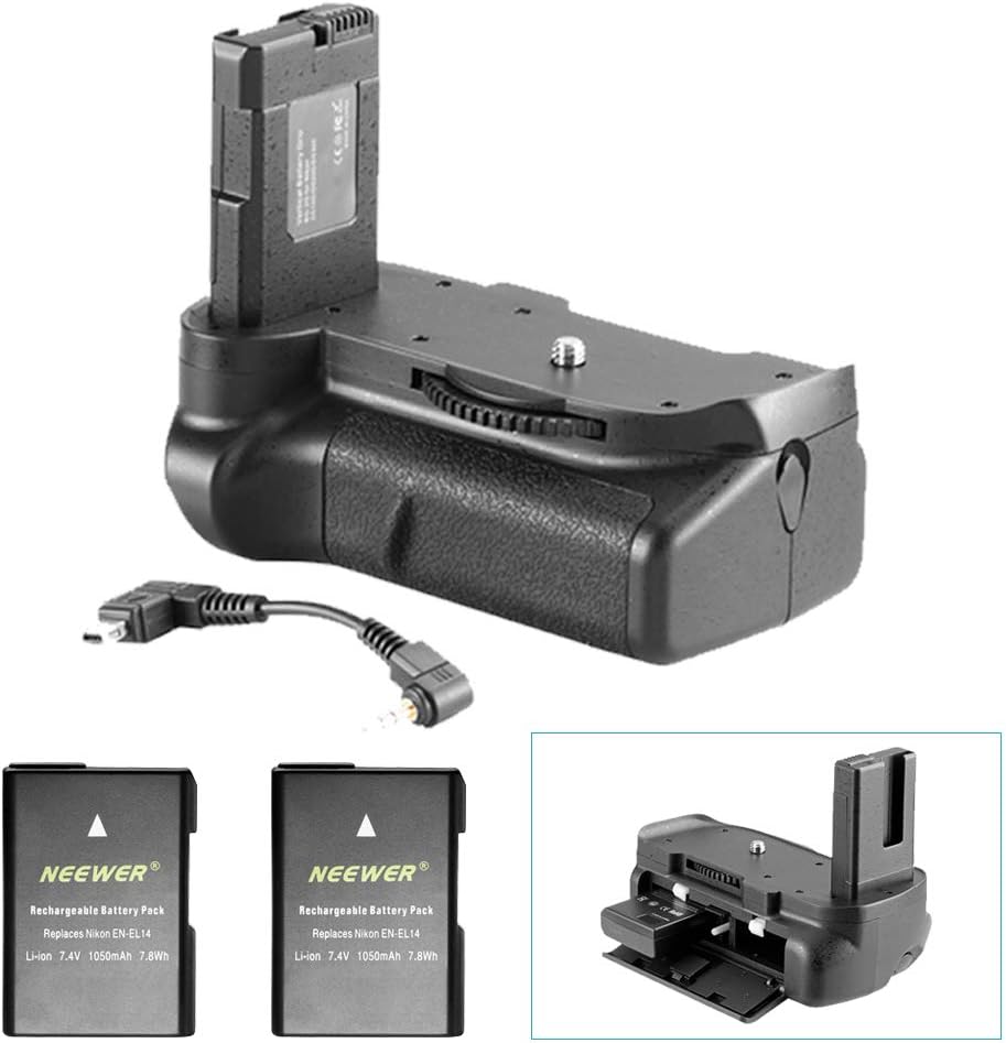 Neewer Poignée Batterie Fonctionne avec EN-EL14 Batteries + 2 Pièces de ...