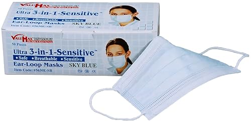 ValuMax 5630E-SB Ultra-3-In-1 Sensitive Disposable Earloop Face Masks ...