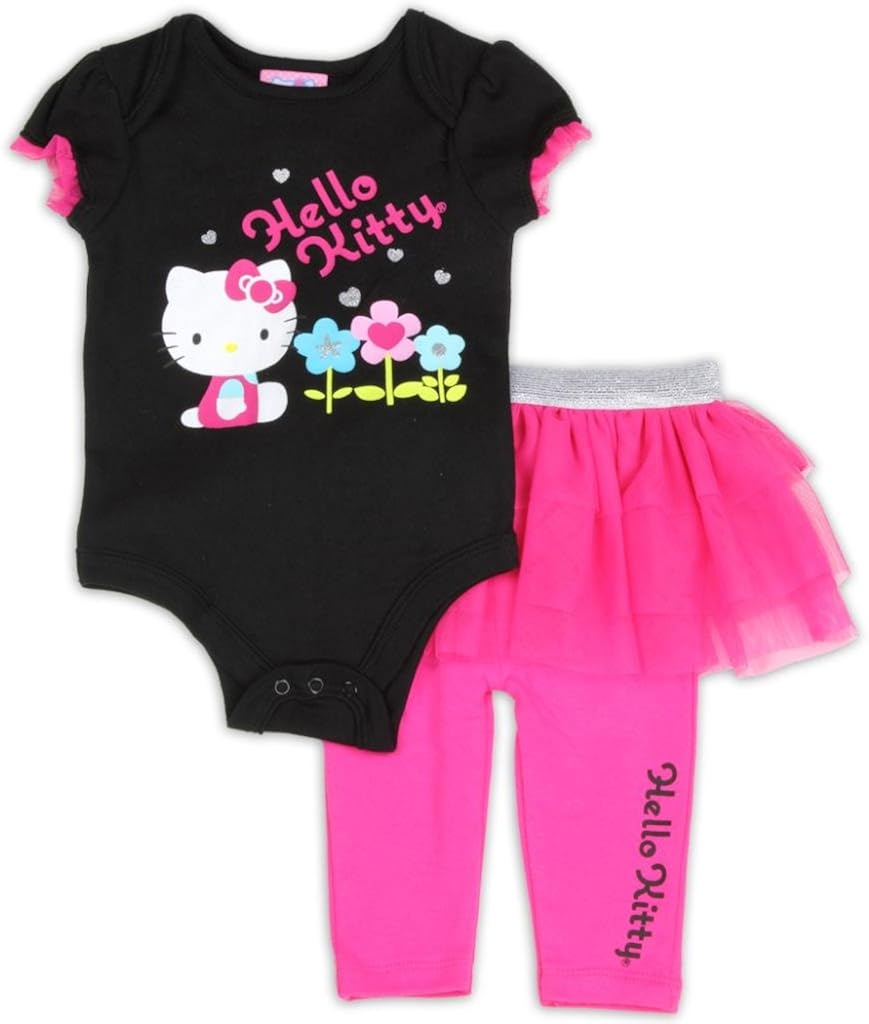 Amazon.com: Hello Kitty Baby Baby Girls' Newborn Black 2 Piece Skegging ...