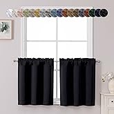 Amazon.com: Chyhomenyc Black Sheer Tier Curtains 24 Inch Length, Small Window Curtains Treatment ...