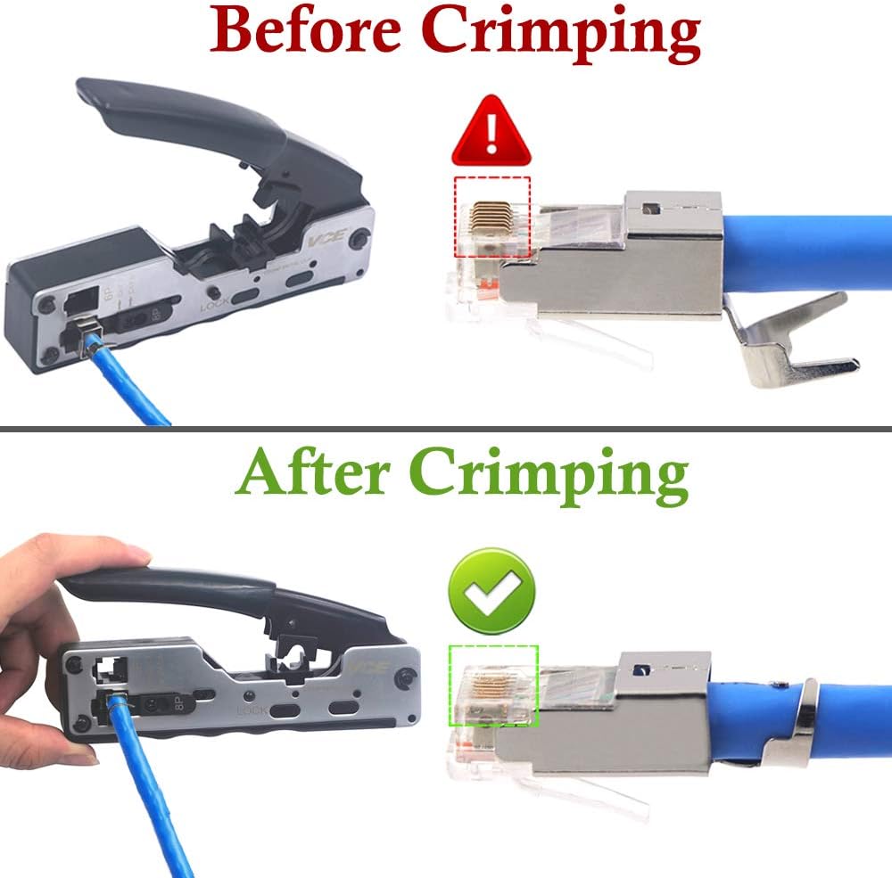 VCE 30-Pack Nickel Plated Shielded RJ45 Cat6A/Cat7 Modular Plug with ...