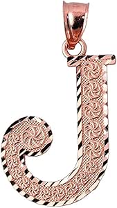 Amazon.com: 14k Rose Gold Initial Letter J Charm Pendant, 1.25 ...