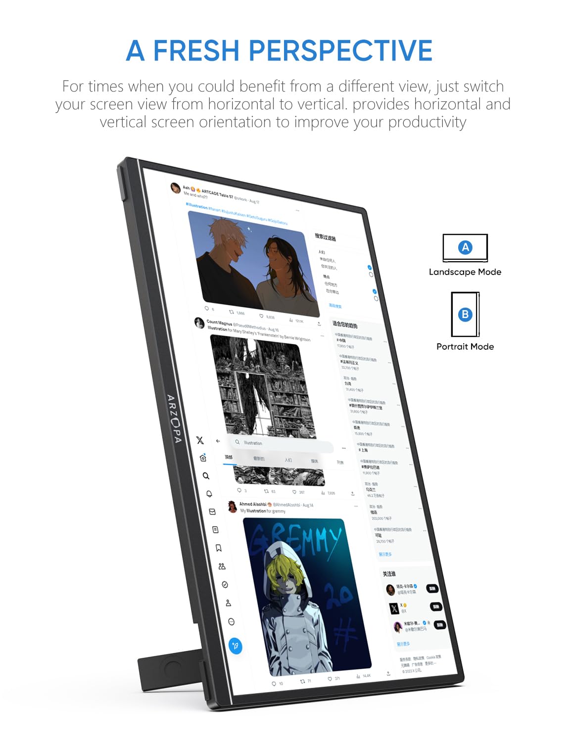 Mua ARZOPA 16" 2.5K Portable Monitor, 2560x1600 QHD IPS Display 123% ...