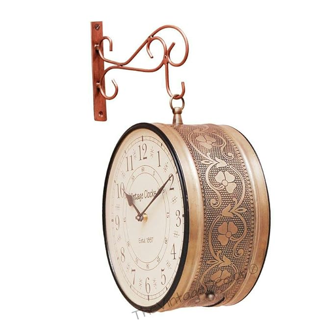 Buy Vintage Clock Large Double Side (Railway Style) Clock/with Brass ...