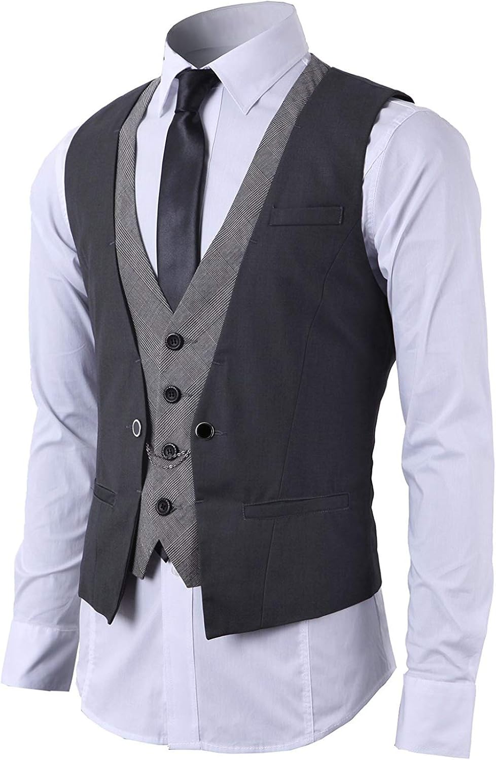 STTLZMC Mens Formal Waistcoat Slim Fit Premium Business Dress Suit ...