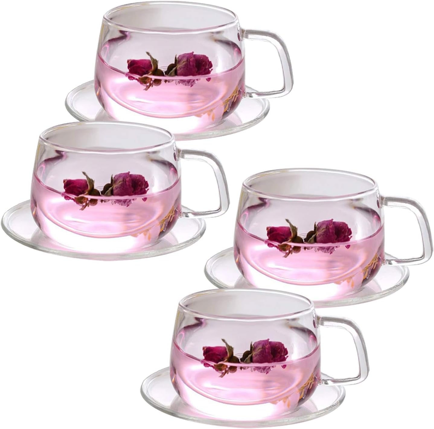 Tosnail 11 Oz Clear Glass Tea Cup Coffee Mug With Clear Glass Saucer Tosnail 11 Oz Clear Glass Tea Cup Coffee Mug With Clear Glass Saucer
