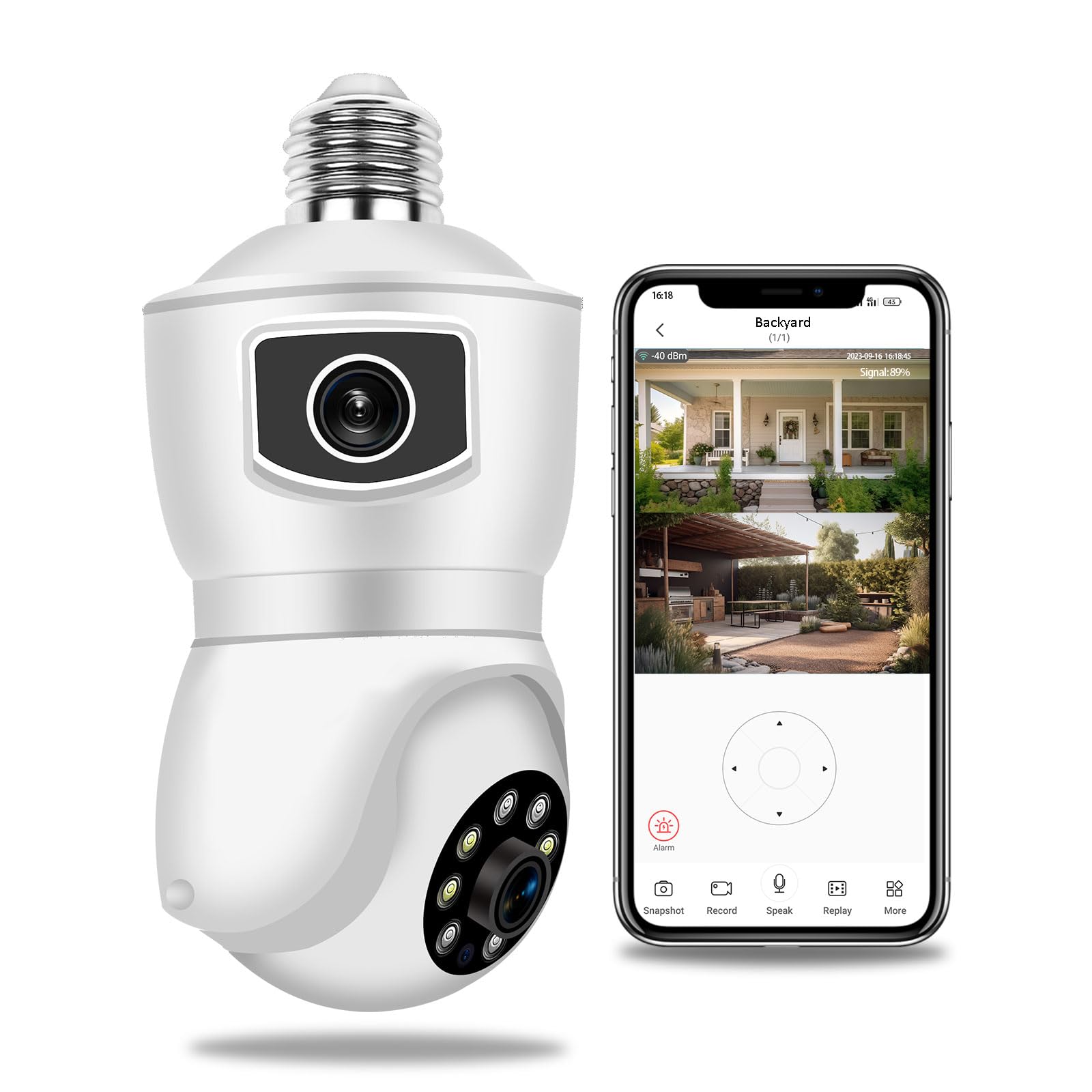 TIENCIY FHD 1080P Light Bulb Security Camera, Dual Lens 360° Wi-Fi Home ...