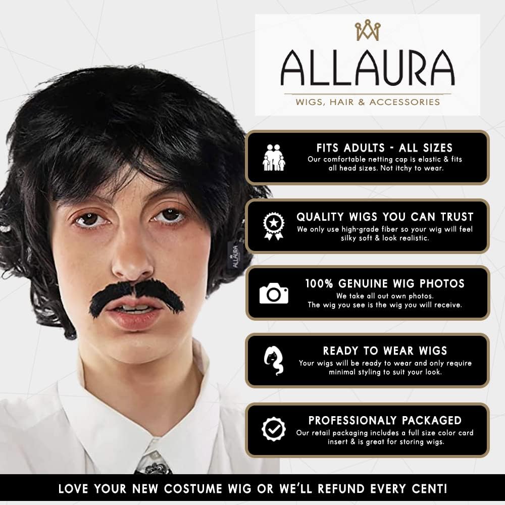 Mua ALLAURA Vote Pedro Wig Costume Wig | Black Wigs + Fake Mustache ...