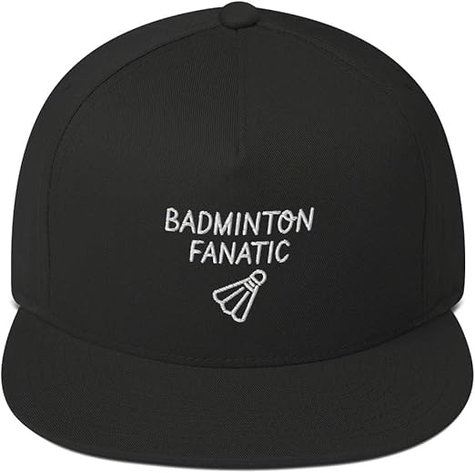 Badminton Fanatic Gift Birdie Shuttlecock Hat (Embroidered Flat Bill ...