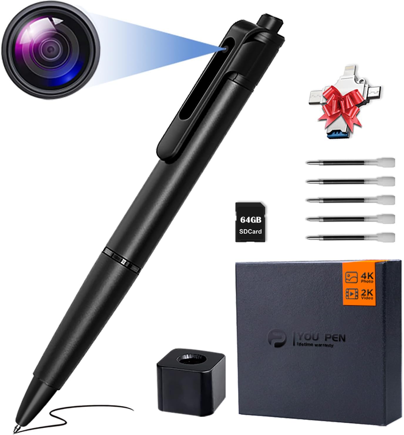 Mua 4K Hidden Pen Camera 64GB HD Video Recorder Mini Body Camera ...