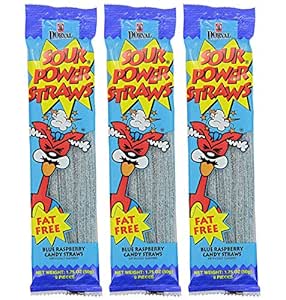 Amazon.com : Sour Power Candy Straws Blue Raspberry Flavor (Blue ...
