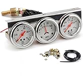 Amazon.com: 2" 52mm Car Triple Gauge Kit Set Chrome Panel Mechanical 3 ...