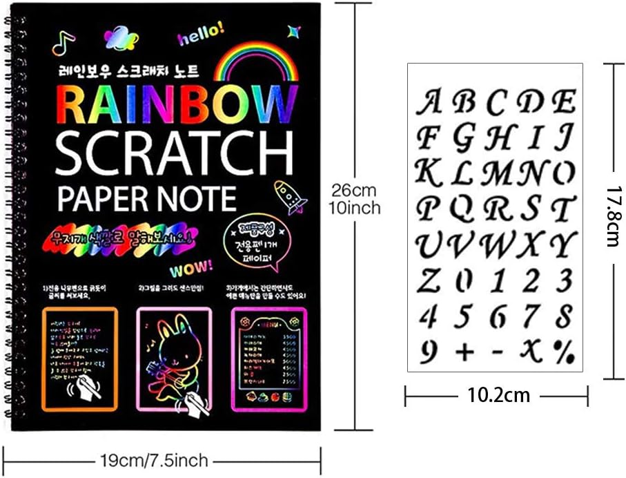 2PCS Scratch Art Paper for Kids Rainbow Scratch Paper Notes Paper ...
