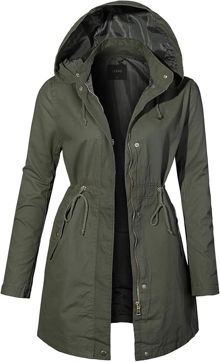 LE3NO Womens Fully Lined Oversized Long Anorak Parka Military Jacket ...
