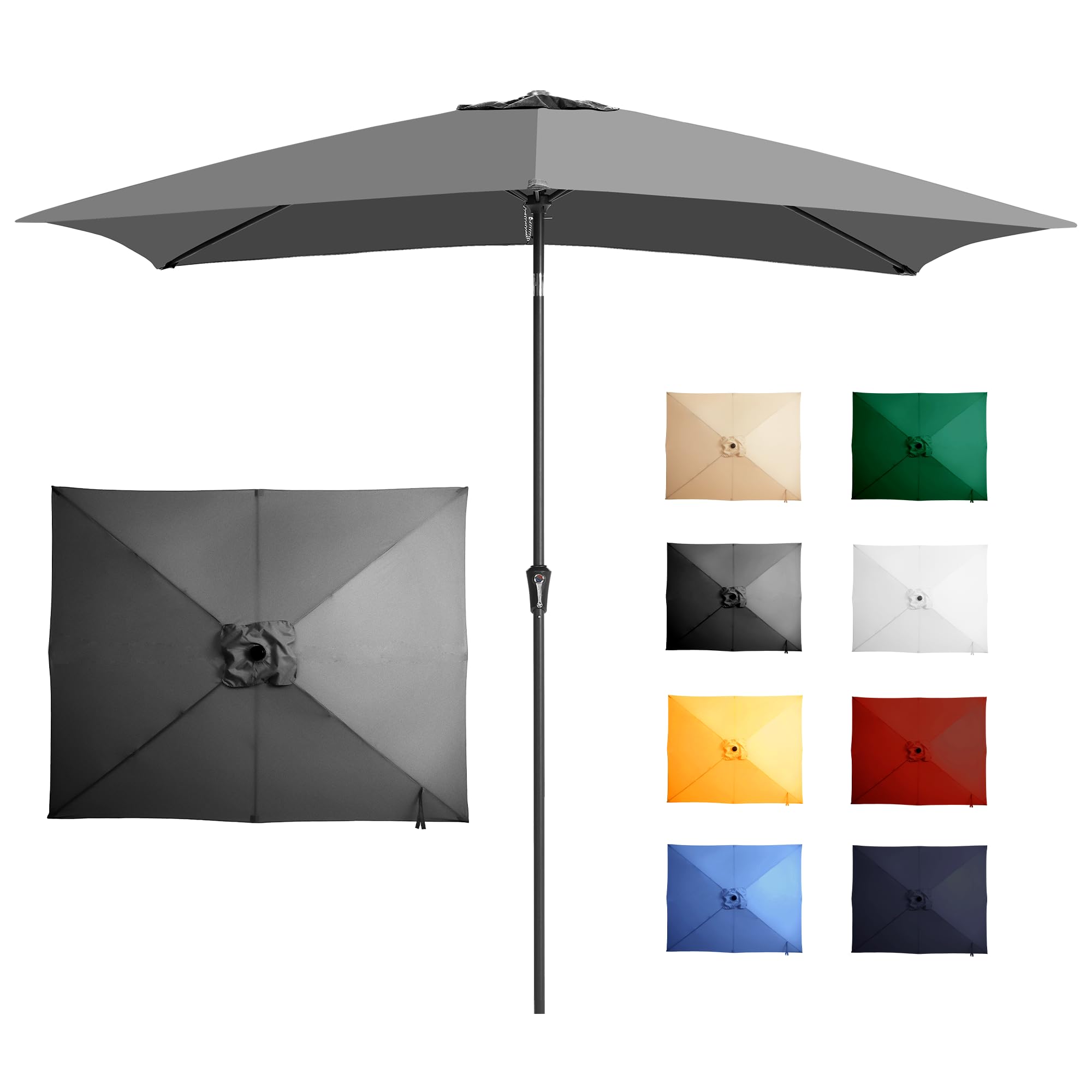 Ayge 6.5x10FT Rectangular Patio Umbrella Outdoor Table Umbrella w/Push ...