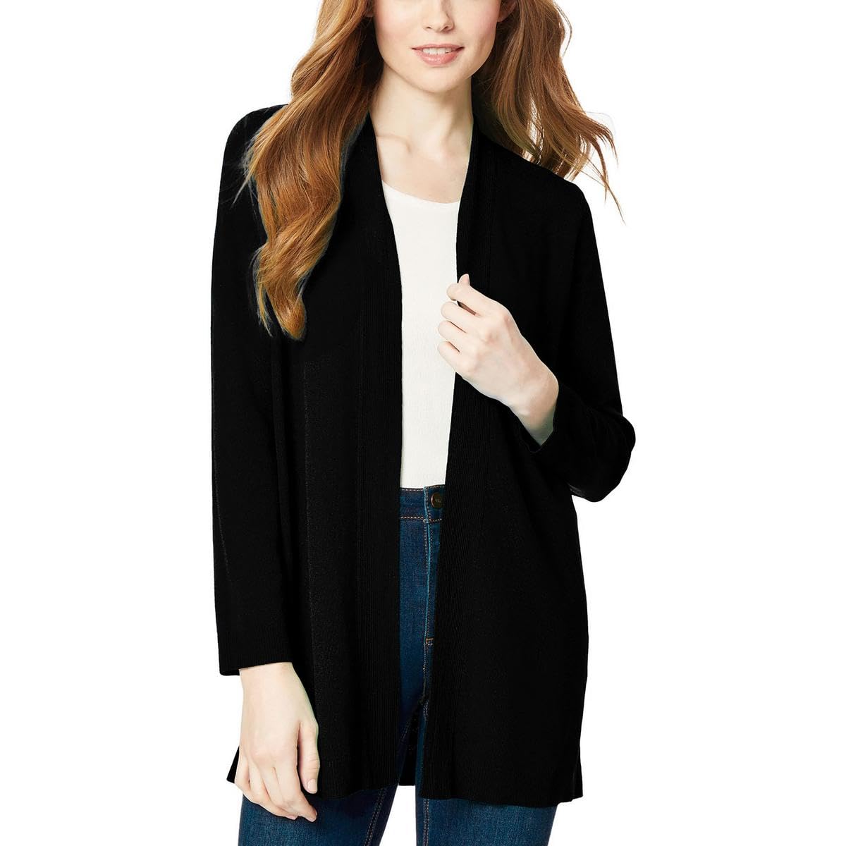 Jones New York Women's Petite Open Front Cardigan W/Novelty Placket for ...