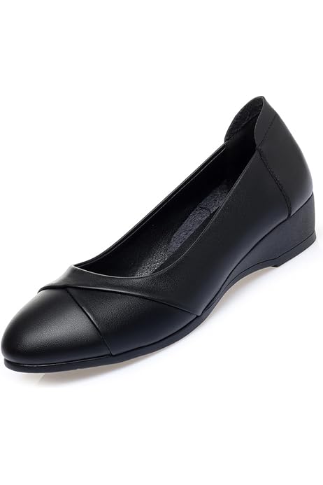 Womens Ladies Low Wedge Heel Casual Comfort Office Work Wedge Shoes