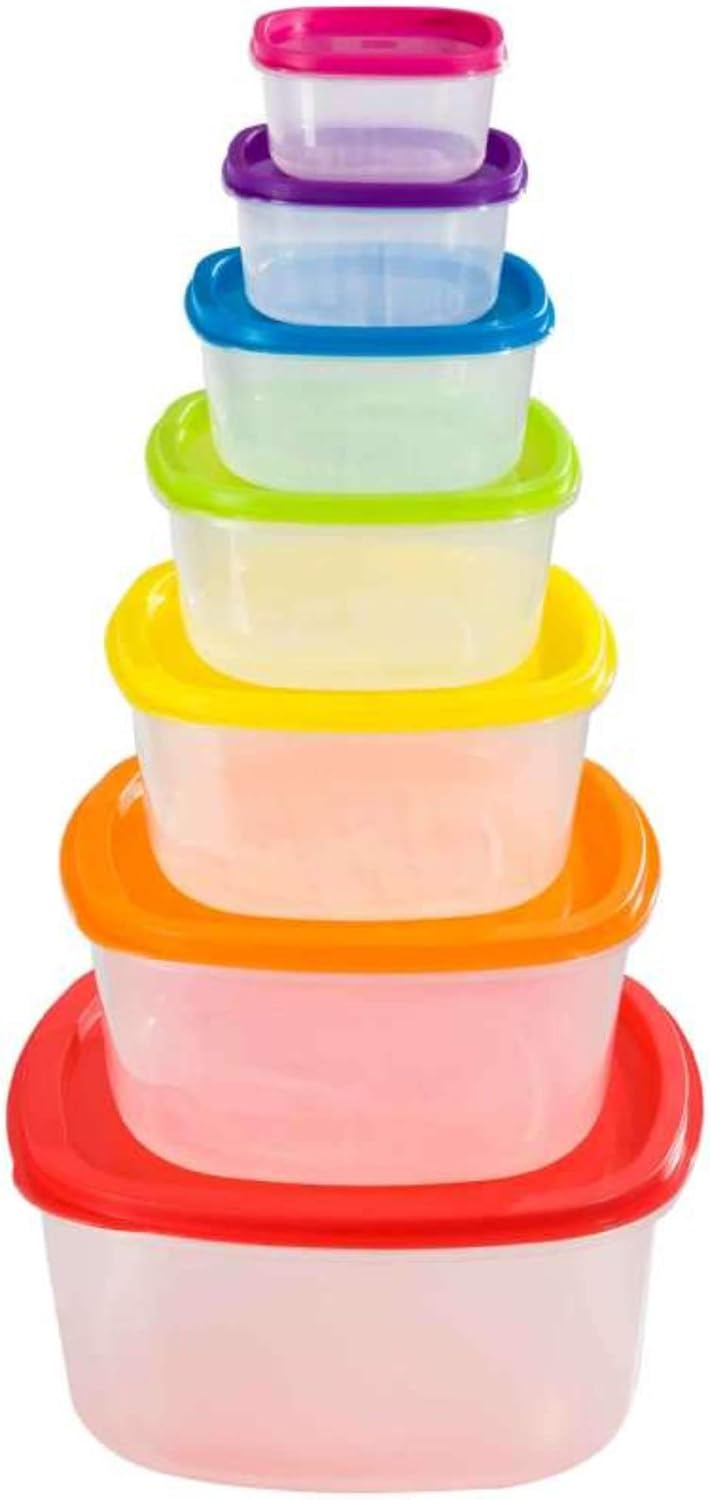 Récipients Plastiques à Couvercle de Couleur (7 pièces): Amazon.fr ...