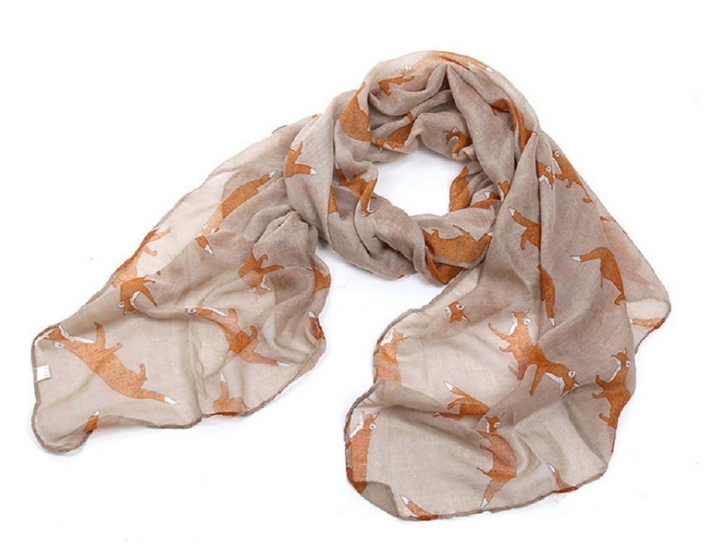 Sannea Lovely Fox Print Chiffon Scarves Scarf for Women/Girls | Buy ...