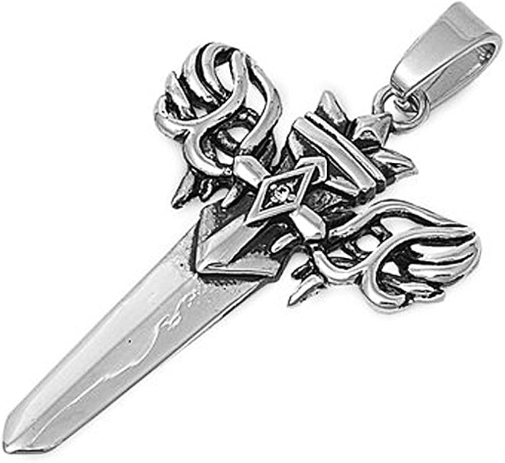 Amazon.com: Polished Stainless Steel Celtic Cross Sword Pendant: Jewelry