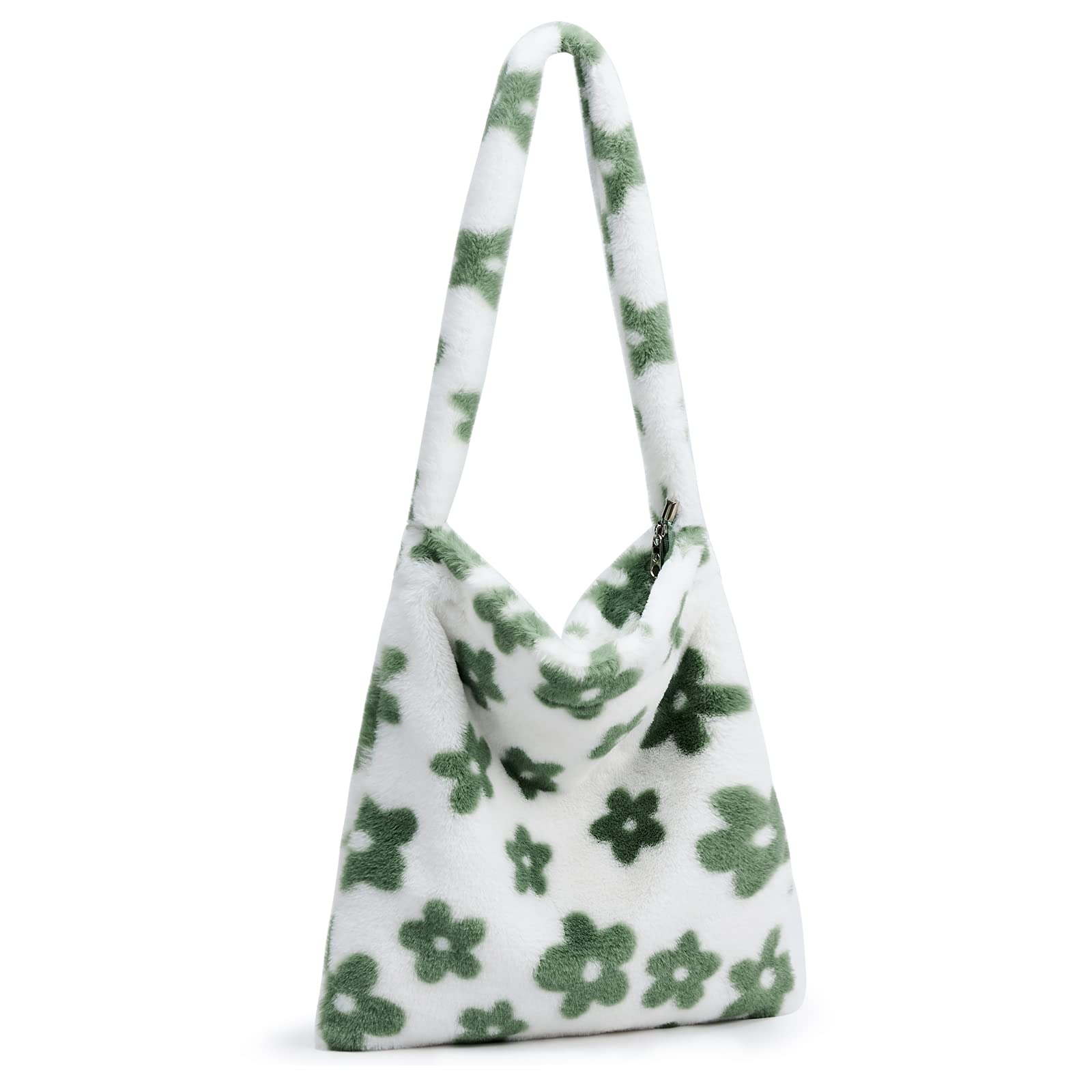 Fluffy Furry Tote Bag Large Fuzzy Bag Cute Y2K Plush Bag with Zipper ...