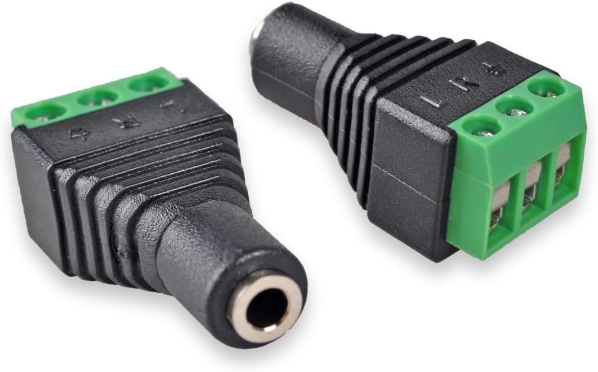 Amazon.com: Conwork 2-Pack 3-Pole 3.5mm 1/8" Stereo Audio Female to AV ...