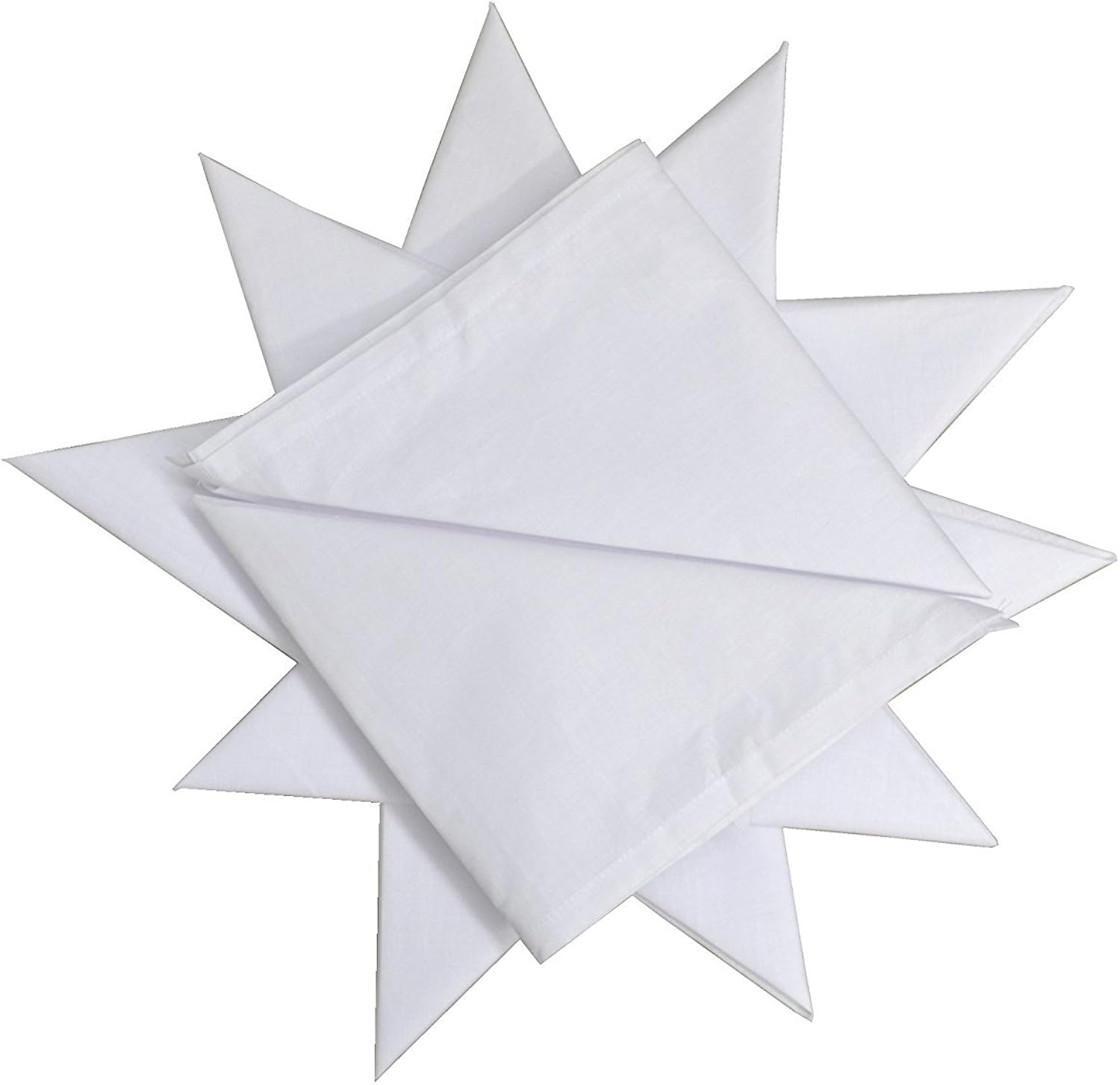 12 Pack Pure White 100% Cotton Handkerchiefs Large Pocket Squares ...