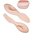 Amazon.com: Tiny Genius Toddler Utensils Set Ergonomic Fork and Spoon and Bowl Set Non-Slip ...