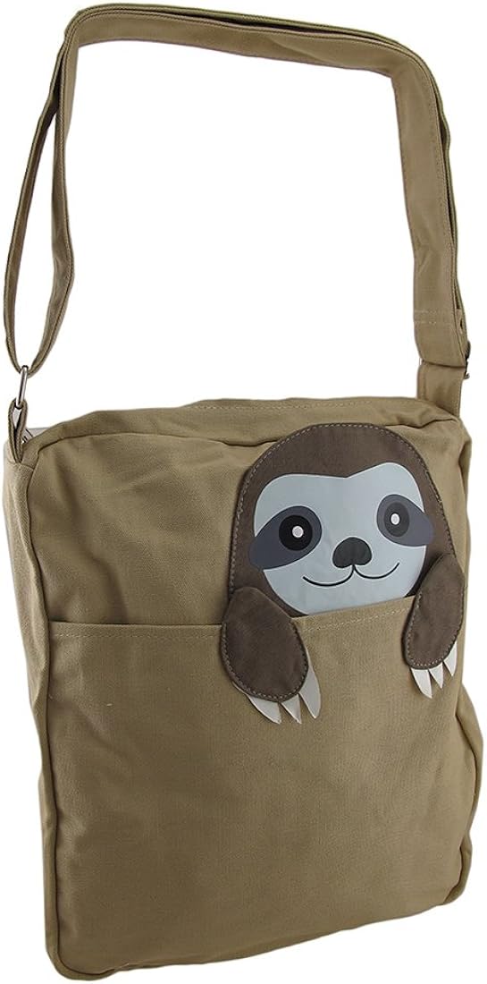 Sleepyville Critters Peeking Sloth Canvas Cross Body Bag: Amazon.co.uk ...