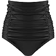 RELLECIGA Women's Black High Waisted Ruched Bikini Bottom Size Small ...