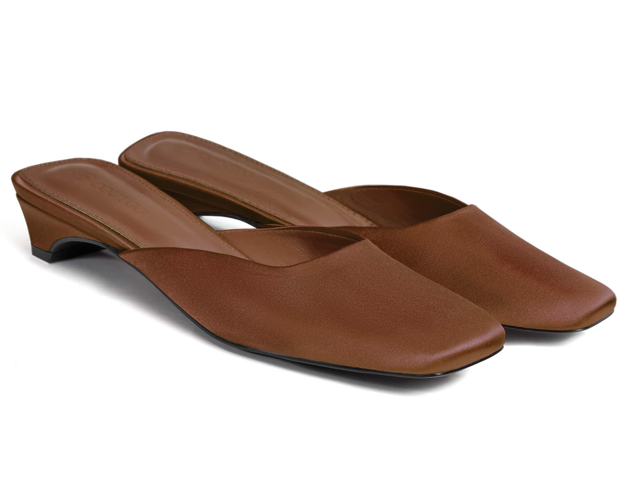 Coutgo Women's Mules Low Kitten Heel Closed Square Toe Slip On Backless ...