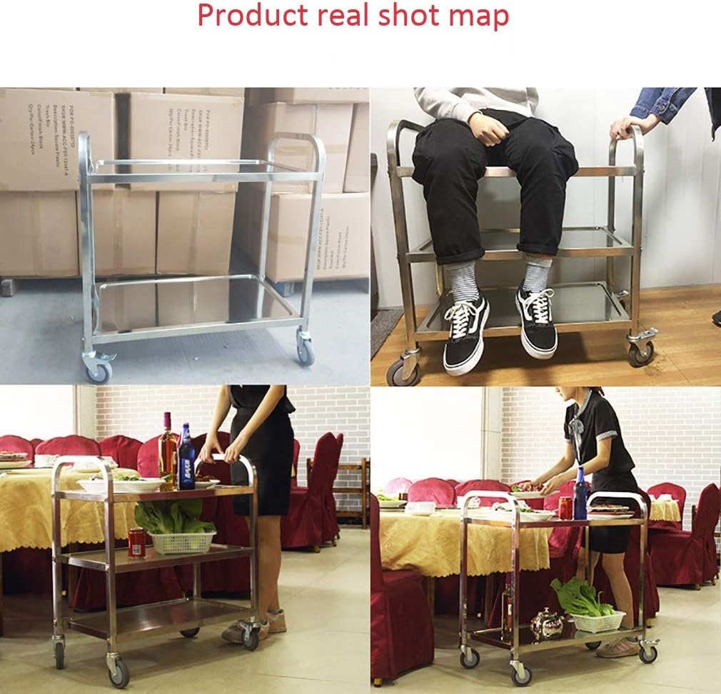 2 Tier Stainless Steel Detachable Serving Trolley Cart Clearing Trolley ...