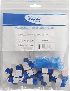 Amazon.com: ICC CAT5e RJ45 Keystone Jack for HD Style, White, 25-Pack ...