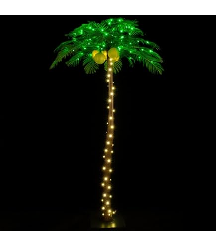 LED Palm Tree EEZ RV Products 7ft LED Lighted Tropical Palm Tree ...