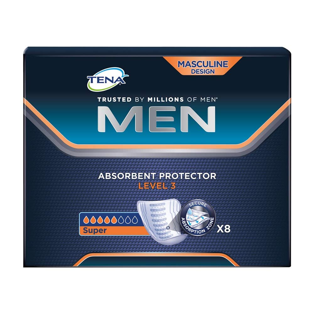 TENA Men Absorbent Protector Incontinence Pads - Level 3 (Pack of 8 ...
