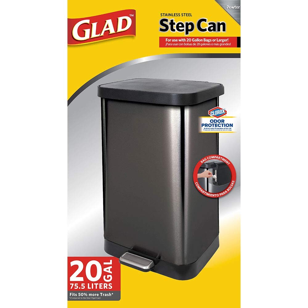 GLAD GLD-74518 20 Gallon / 75.5 Liter Extra Capacity Stainless Steel ...