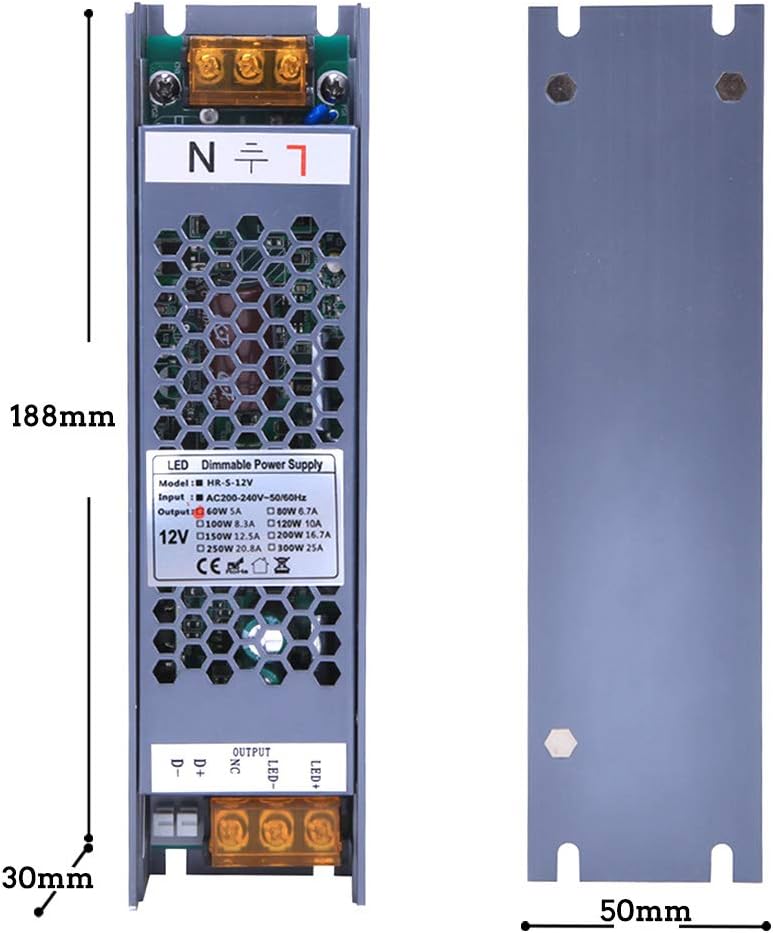 YAYZA! Compact Indoor IP20 12V 5A 60W Dimmable Low Voltage LED Driver ...
