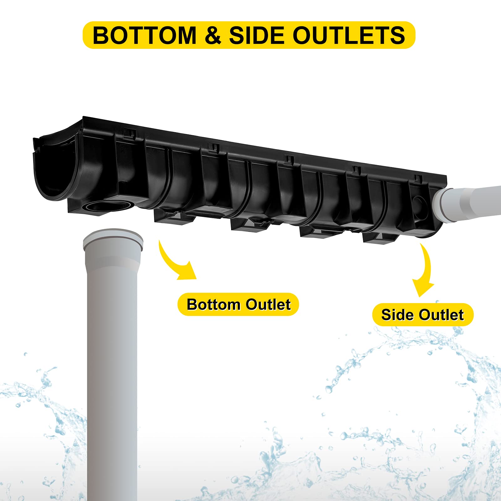 Mua VEVOR Trench Drain System, Channel Drain with Plastic Grate, 5.9x5 ...