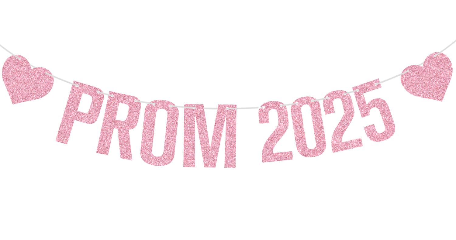 Pink Glitter Prom 2025 Banner, Prom Night/Class of 2025/Congratulations ...