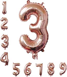 Amazon.com: 40 Inch Rose Gold Jumbo 3 Number Balloons Huge Giant Balloons Foil Mylar Number ...