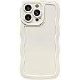 Amazon.com: Caseative for iPhone 13 Pro Case,Solid Color Curly Wave Frame Soft Phone Case (White ...