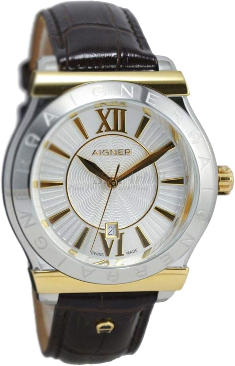 Aigner Men's White Dial Leather Band Watch - A24116C: Buy Online at ...