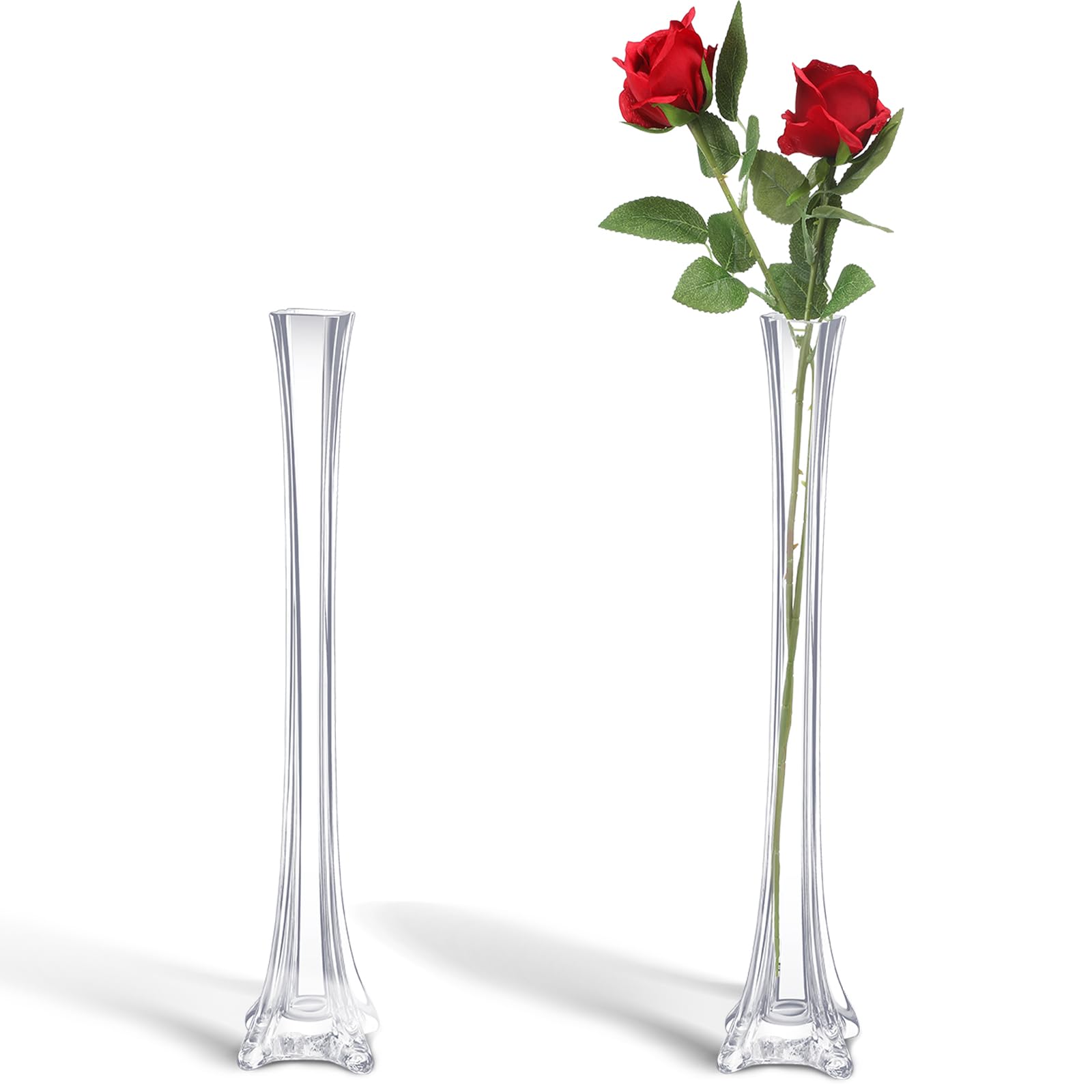 Roshtia 2 Pcs Eiffel Tower Vase Bulk 16 Inch Flute Vase Glass Vases ...