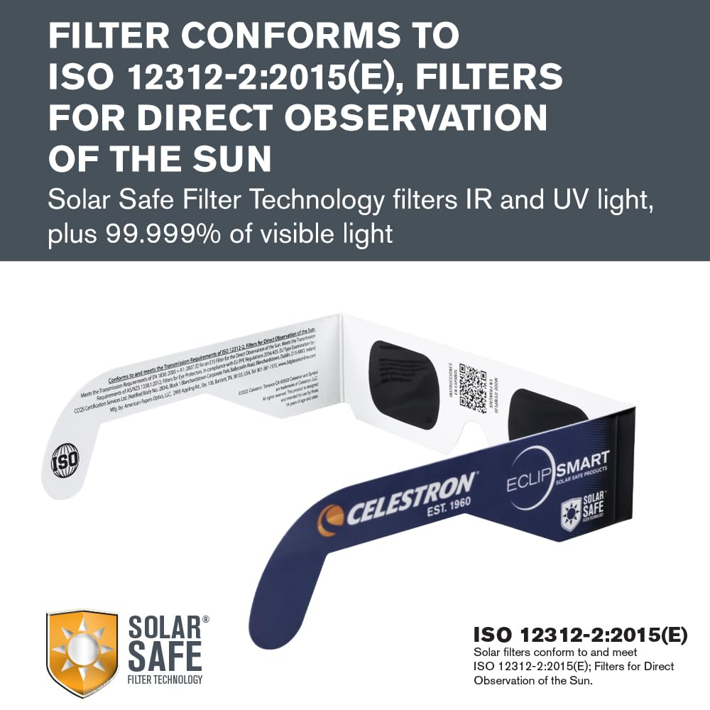 Celestron – EclipSmart Solar Shades Observing Kit – Meets ISO 12312-2: ...