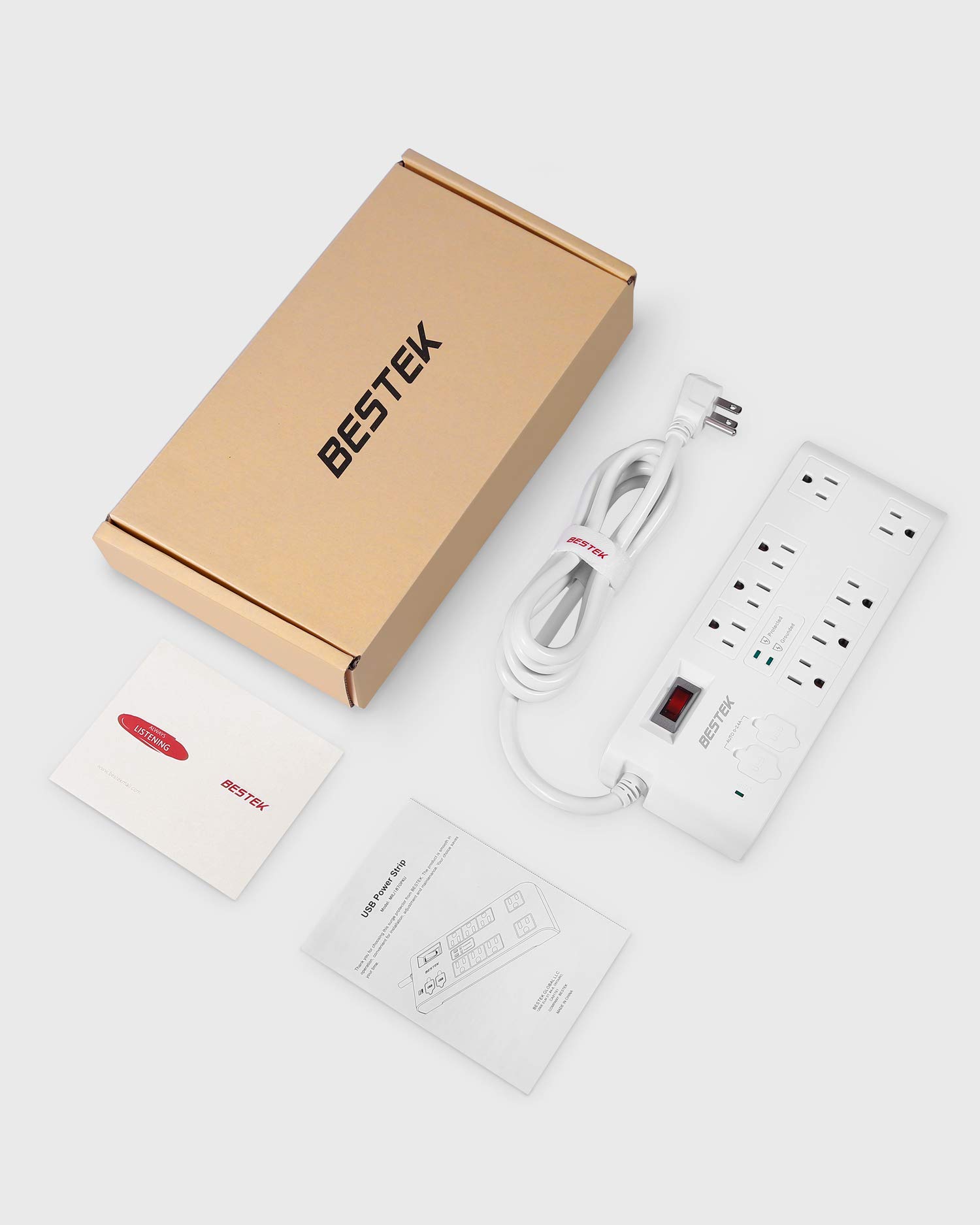BESTEK 4,000 Joules Surge Protector with USB, Power Strips with 8 AC ...