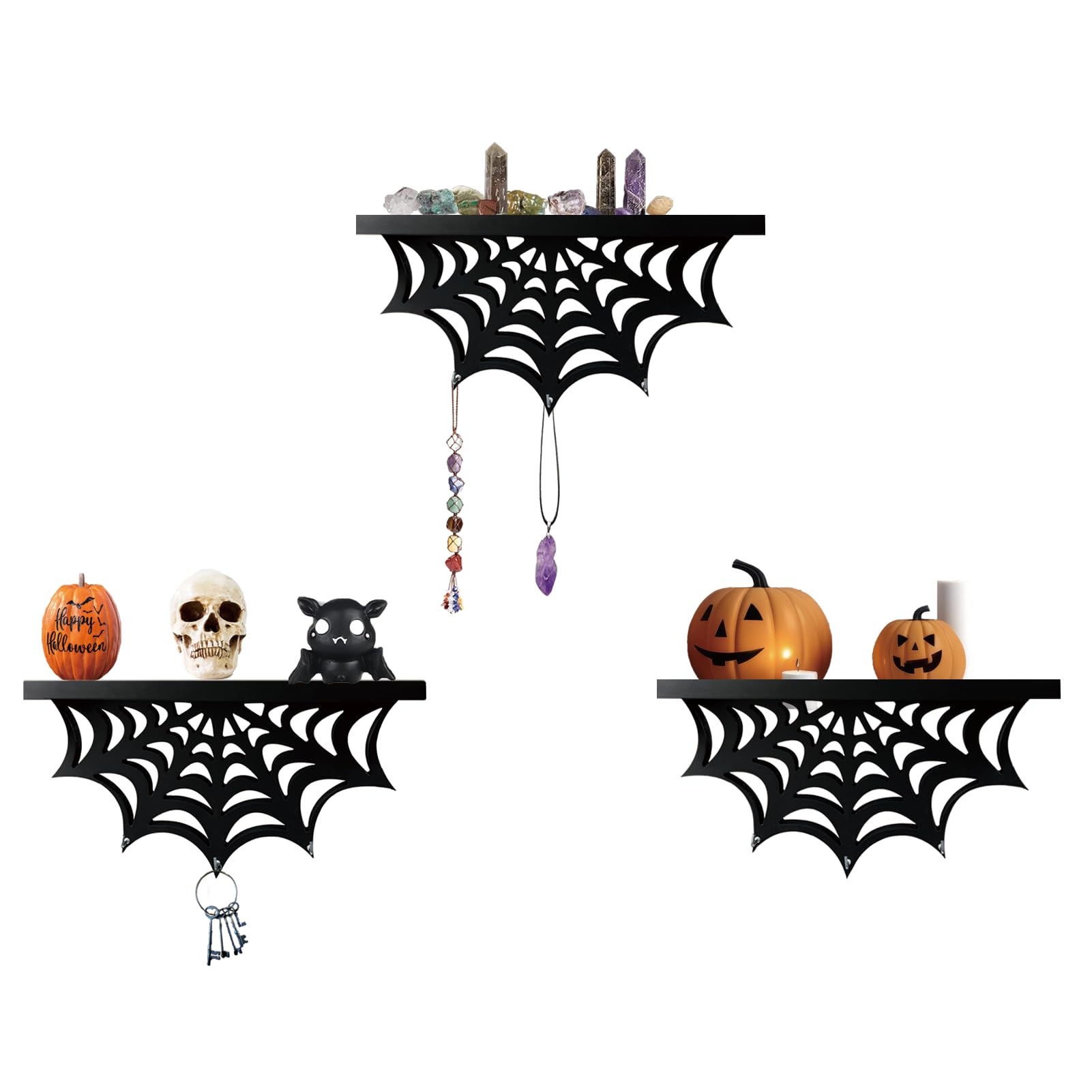 takor 3 Sets Gothic Spider Web Shelves, Wall Mounted Goth Shelf ...