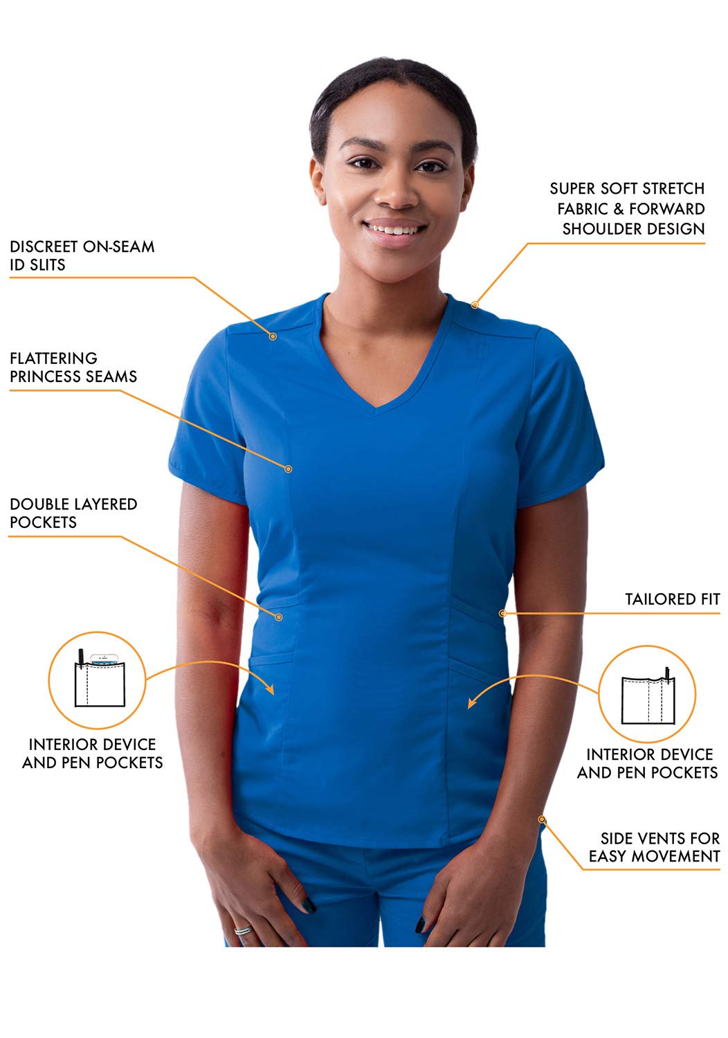 Adar Uniforms Pro Modern Athletic Scrub Set For Women - V-Neck Top ...